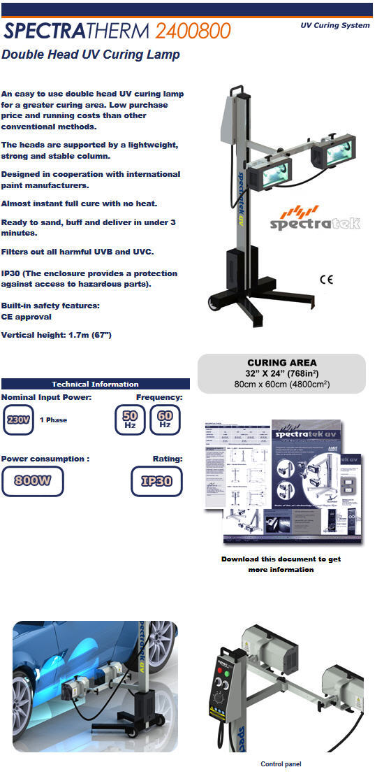 Spectratek 800 Watt UV Lamp - Pro Line Systems International Inc- Auto ...